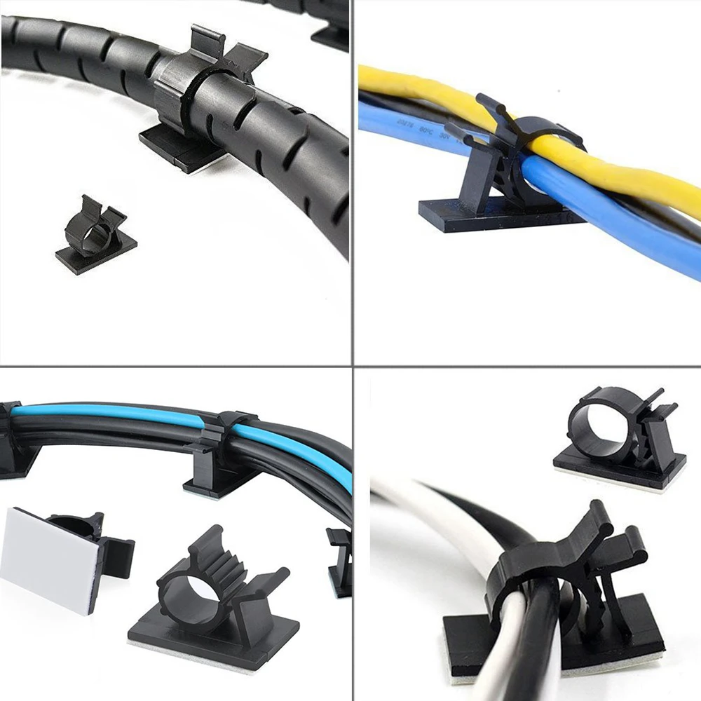 Self Adhesive Cable Management Clips 3M Strips 50 Pack Black 50Pcs Self ...