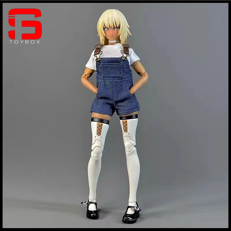1/12 Scale Female Soldier White Short T-shirt Strap Denim Shorts ...