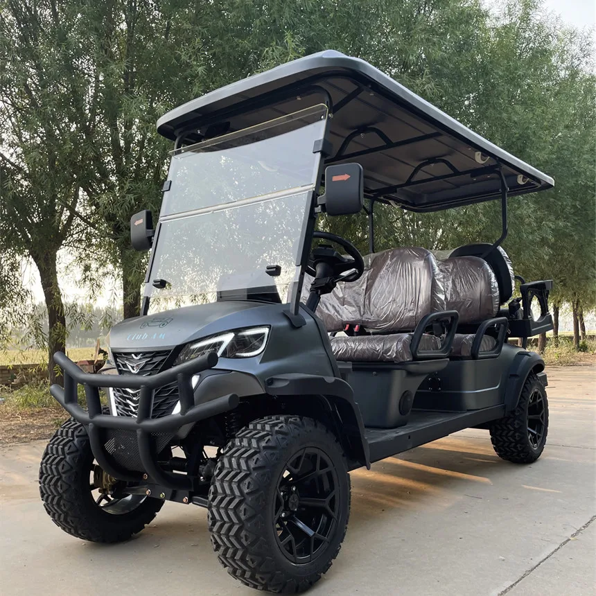 2-Rows-4-Seater-Gas-or-Battery-Powered-Cart-With-Roof-Ambient-Light ...