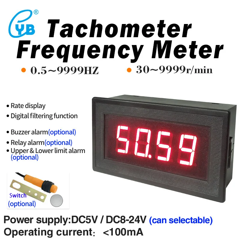 YB5140FT-Tachometer-RPM-Digital-gauge-Frequency-Meter-For-Motor-HZ-10KHz-with-Buzzer-Relay-Alarm ...