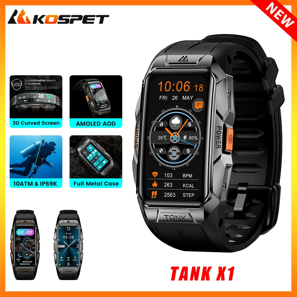 KOSPET-TANK-X1-Ultra-Smartband-Men-10ATM-Waterproof-AMOLED-Display ...