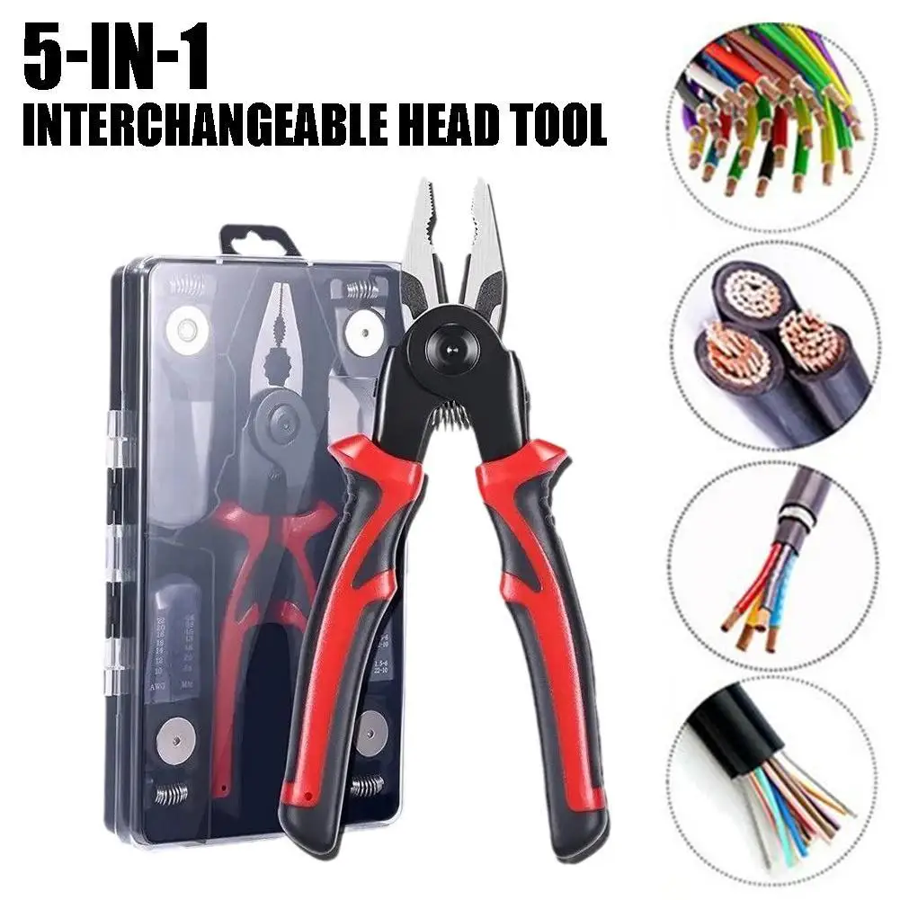 5-In-1-Multifunctional-Pliers-Set-Interchangeable-Head-Tool-Metal-Steel ...