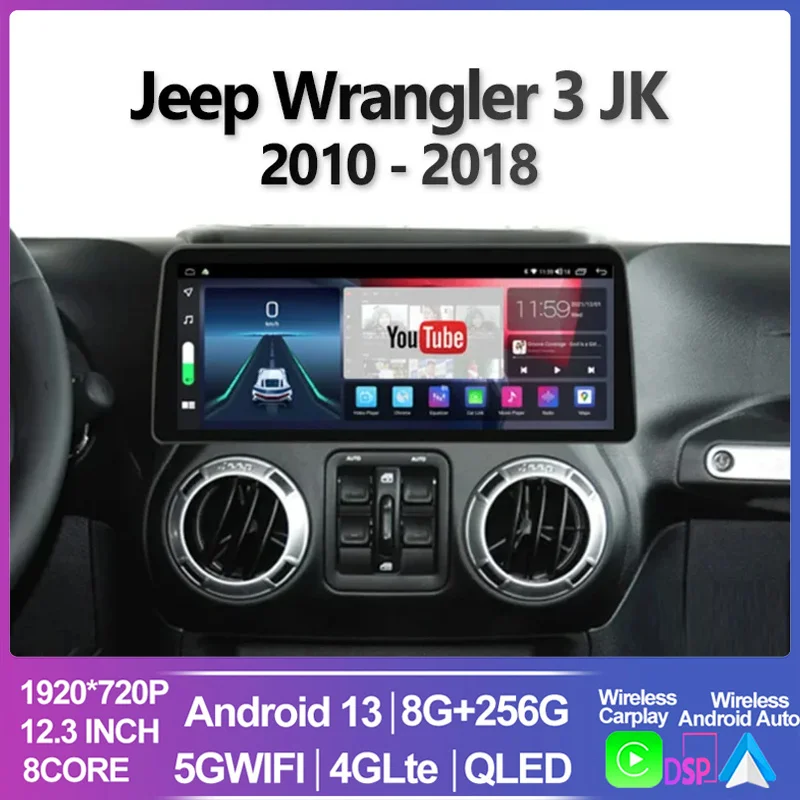 For-Jeep-Wrangler-3-JK-2010-2018-12-3INCH-QLED-Screen-Car-Android-13 ...