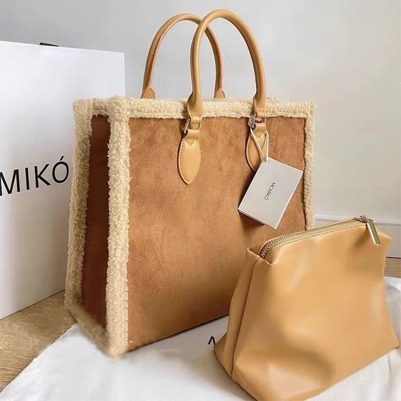 Women-s-Tote-Bag-Large-Capacity-Lamb-Wool-Shoulder-Bag-Lamb-Wool ...