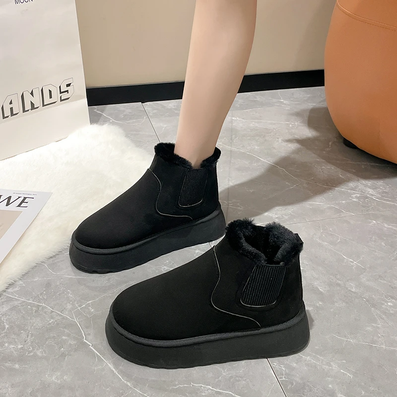 Botines-planos-de-nieve-para-mujer-zapatos-c-lidos-informales-con ...