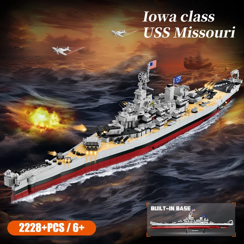 MOC-WW2-Military-2228pcs-Lowa-Class-USS-Missouri-Battleship-Building ...