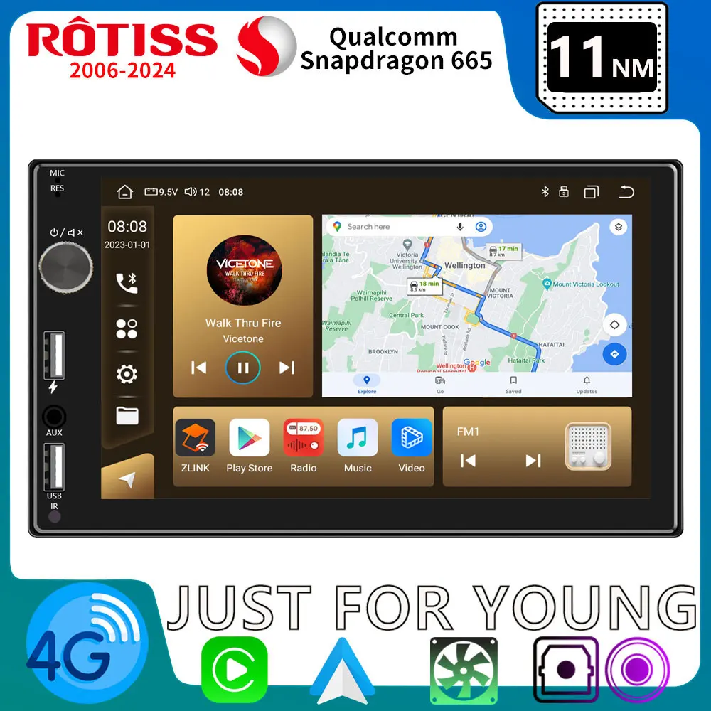 7" Universal 2 Din Android 13 Car Radio GPS Navigation Stereo Player ...