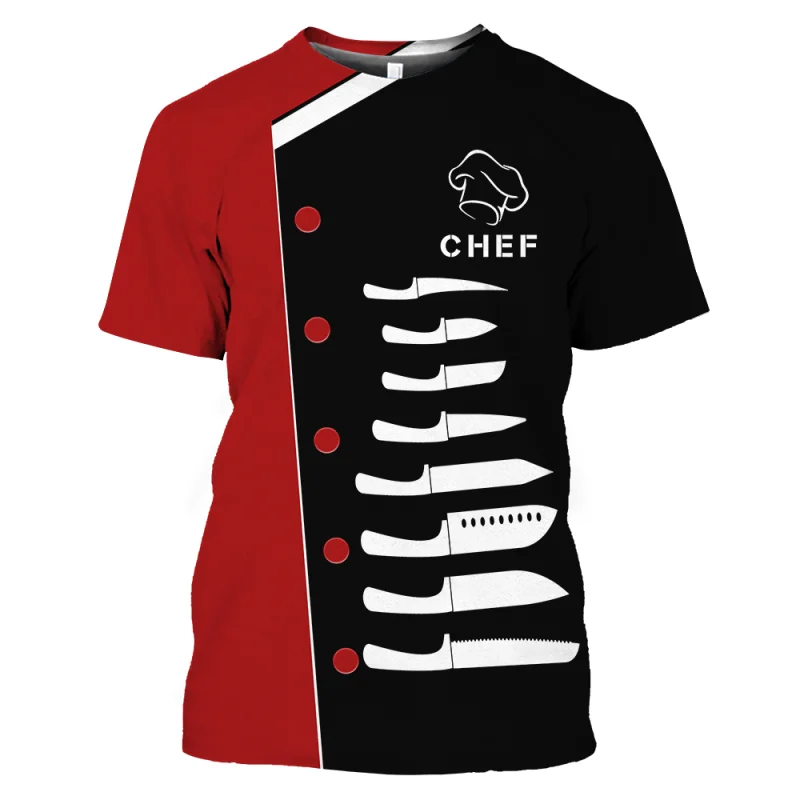 Chef T Shirt Fake Suit Cook Print Tee Summer Quick Dry Funny Uniform ...