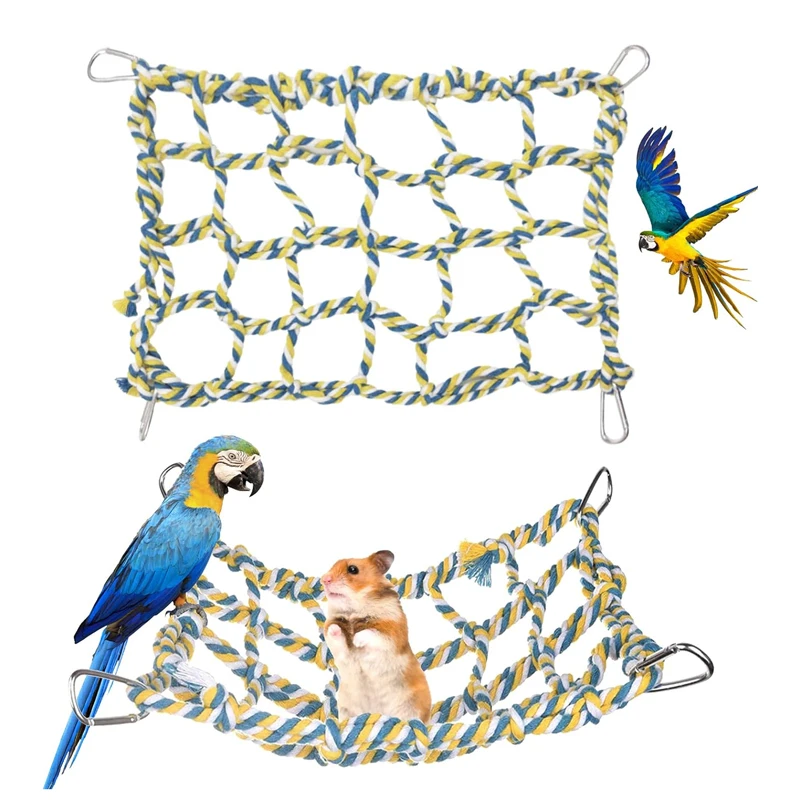 Parrot-Climbing-Net-Bird-Toy-Swing-Rope-Net-Bird-Stand-Net-Hammock-With ...