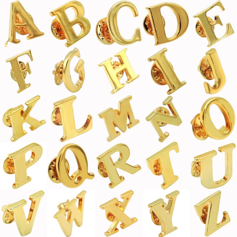 Fashion-A-Z-Alphabet-Brooch-Women-Men-Badges-Gold-Color-Initial-Letter ...