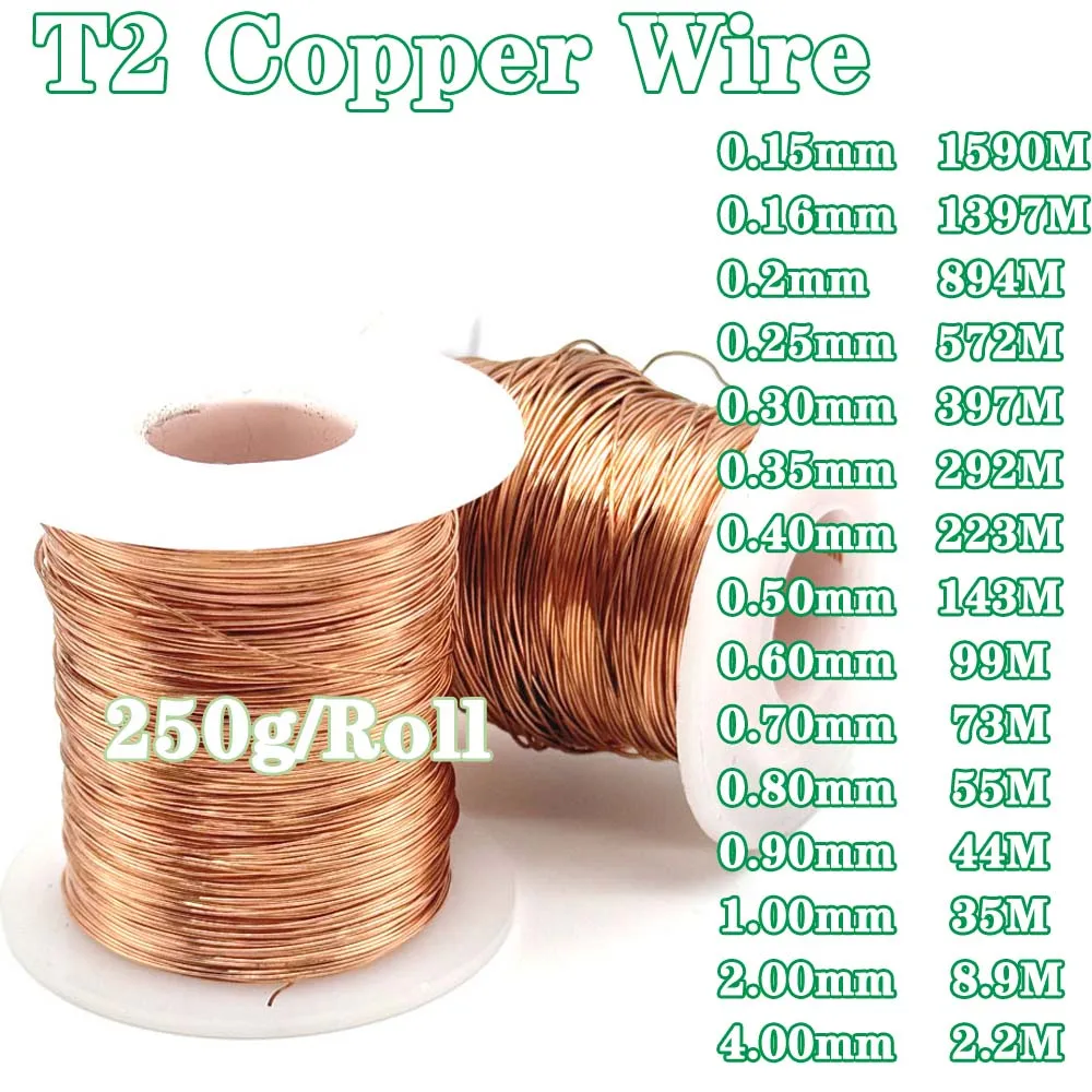 250g/Roll Copper Wire Pure Copper Wire T2 Copper Coil Conductive Copper ...