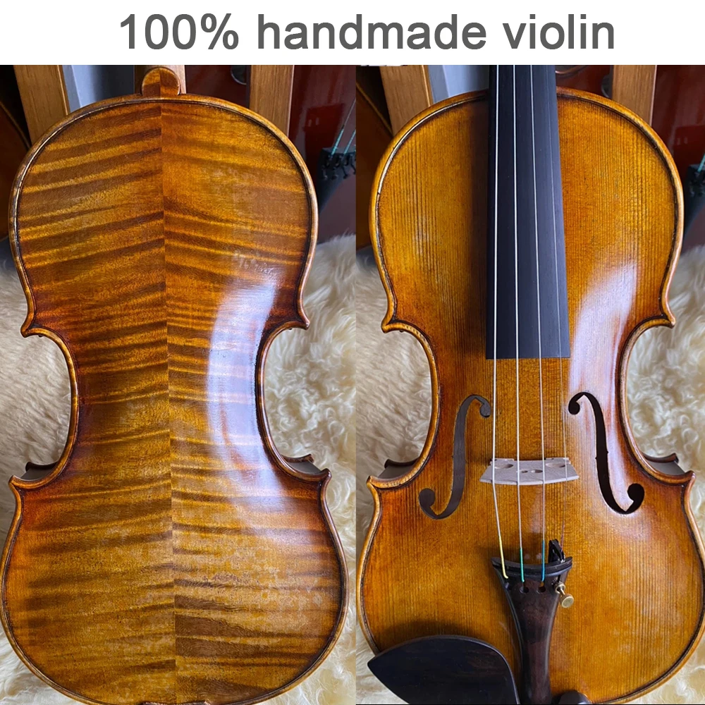 30 años de violín de madera de abeto europeo 4/4 Rico tigre con ...