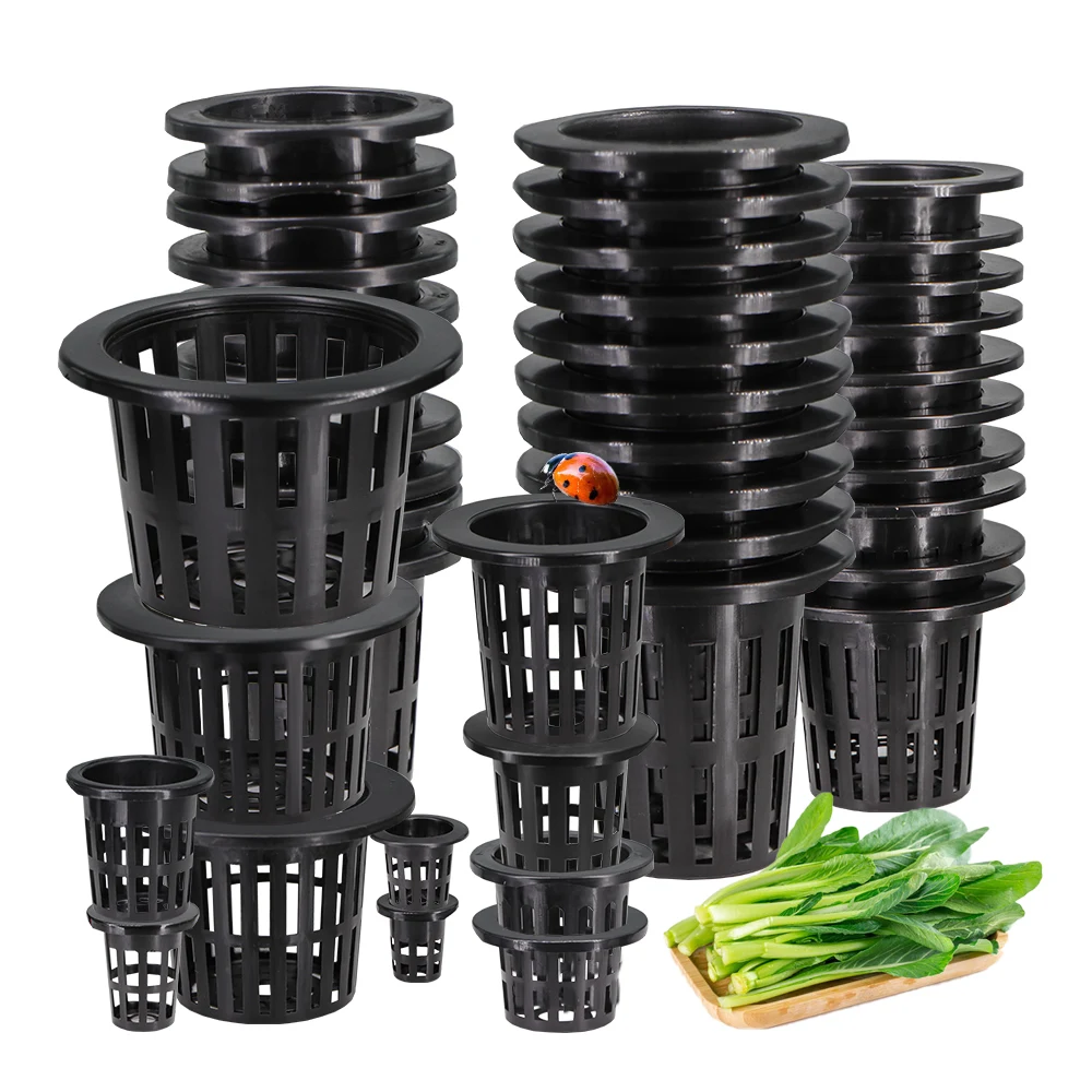 10PCS-Greenhouse-Black-Plastic-Slotted-Mesh-Cup-Hydroponics-Pot-Bucket ...