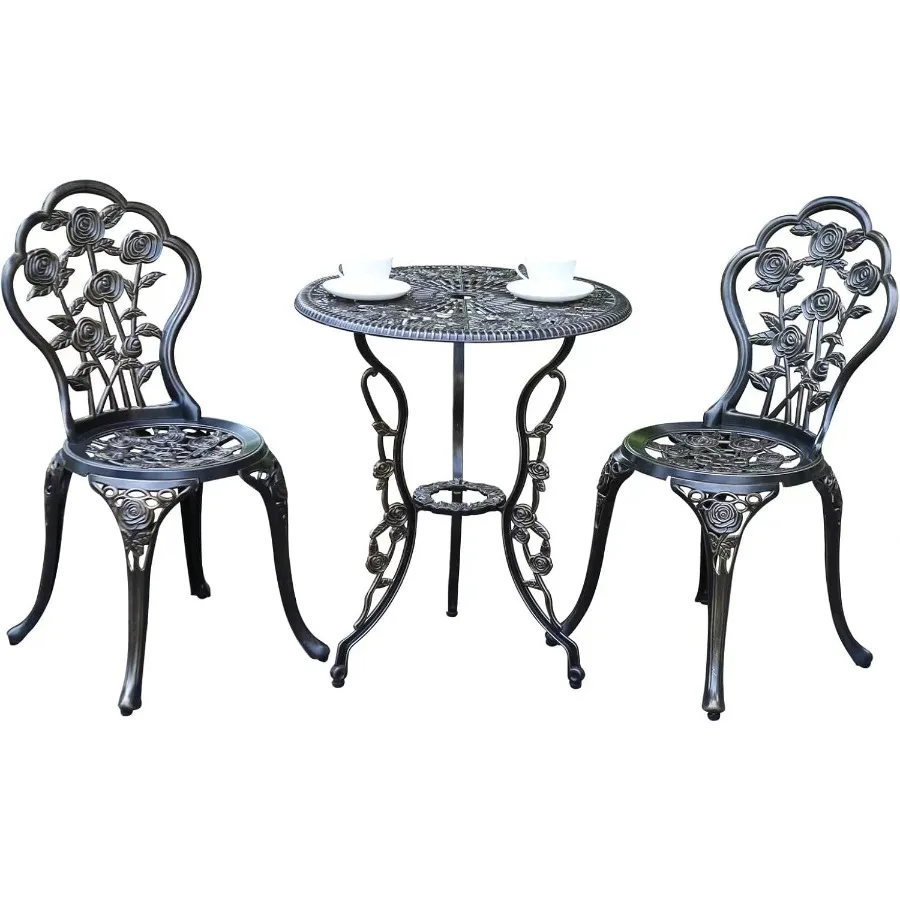 Patio Bistro Set.Rust-Resistant Cast Aluminum Bistro Table Set with ...