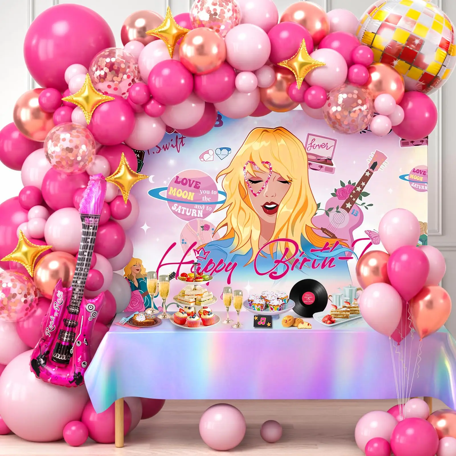 Taylor-Singer-Theme-Party-Decorations-Balloons-Arch-Kit-Backdrop ...