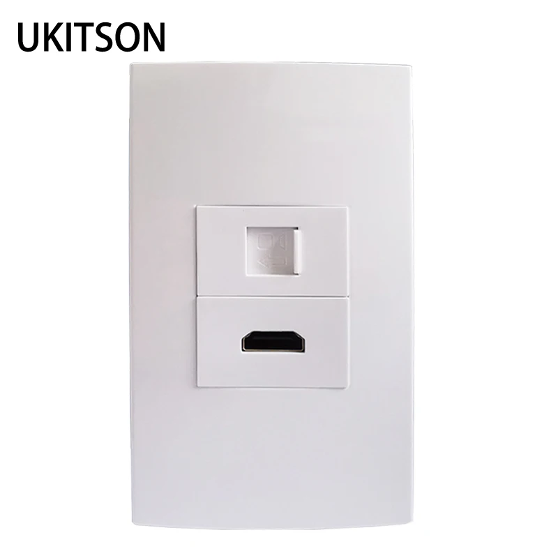 HDMI-Ethernet-RJ45-Wall-Plate-Faceplate-With-CAT6-LAN-Straight-Plug-For ...