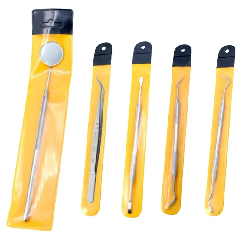 Stainless Steel Dentist Clean Tools Dental Mirror Double Probe Tweezers ...