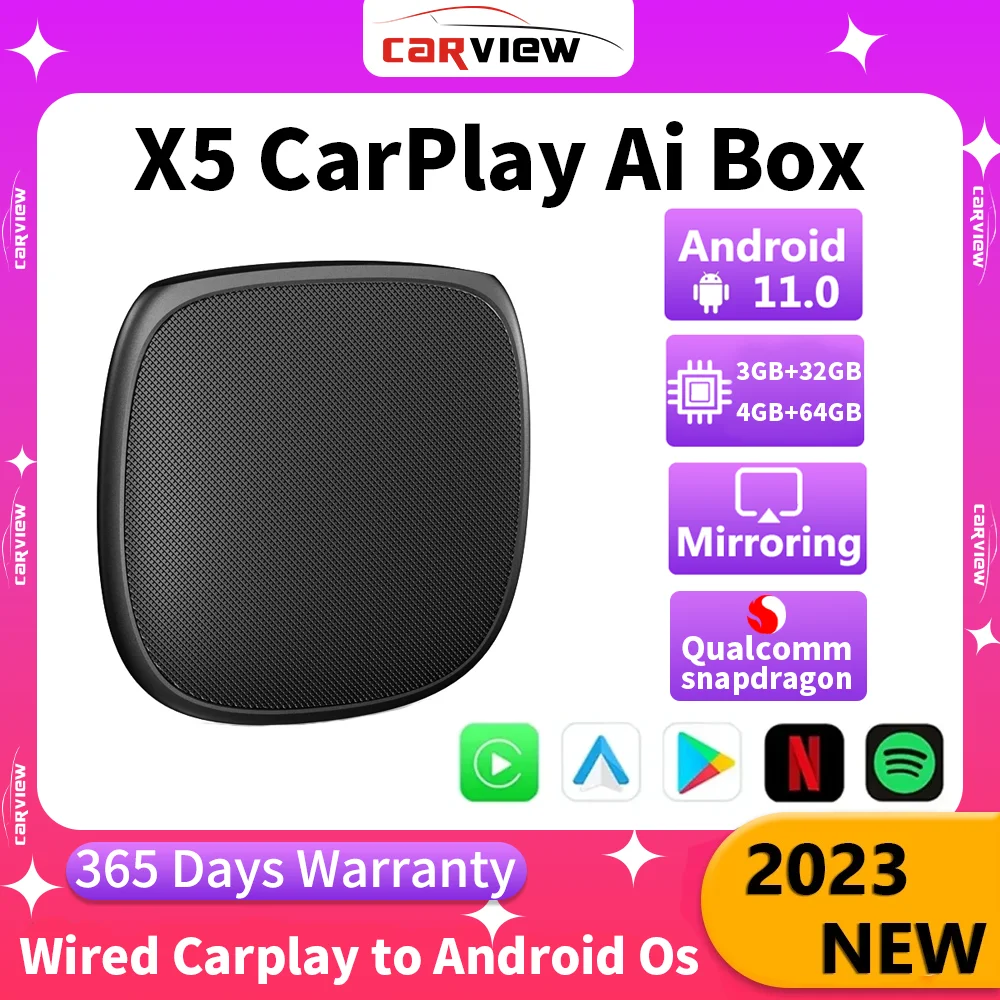 CARVIEW Carplay Ai Box Android 11.0 Netflix Iptv Spotify Wireless ...