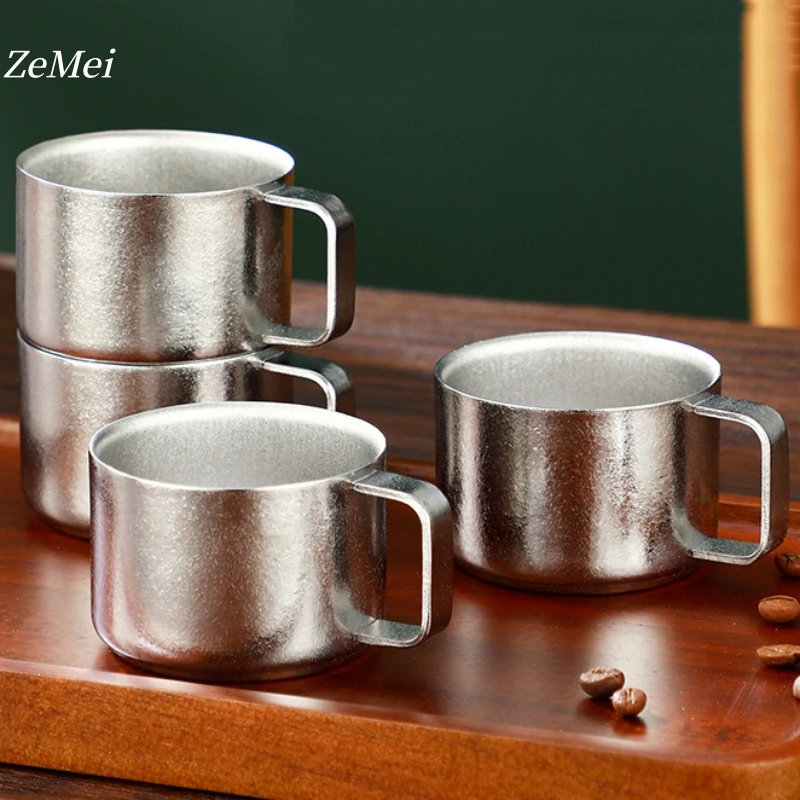 1Pcs Pure Titanium Double-Wall Mini Coffee Mug,Handheld Water Cup ...