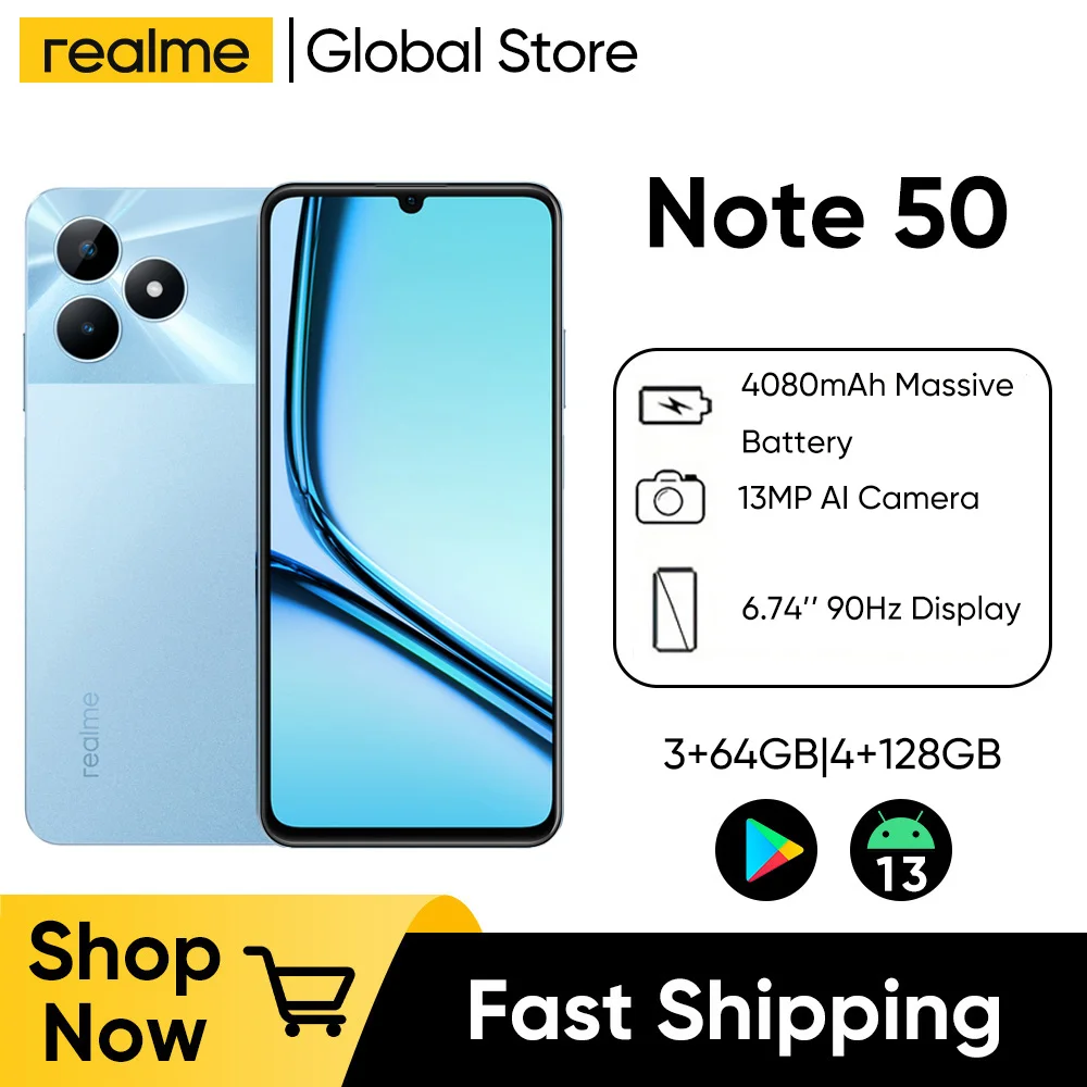 realme-Note-50-6-74-Large-Display-Screen-Powerful-8-Core-Phone-13MP-AI ...
