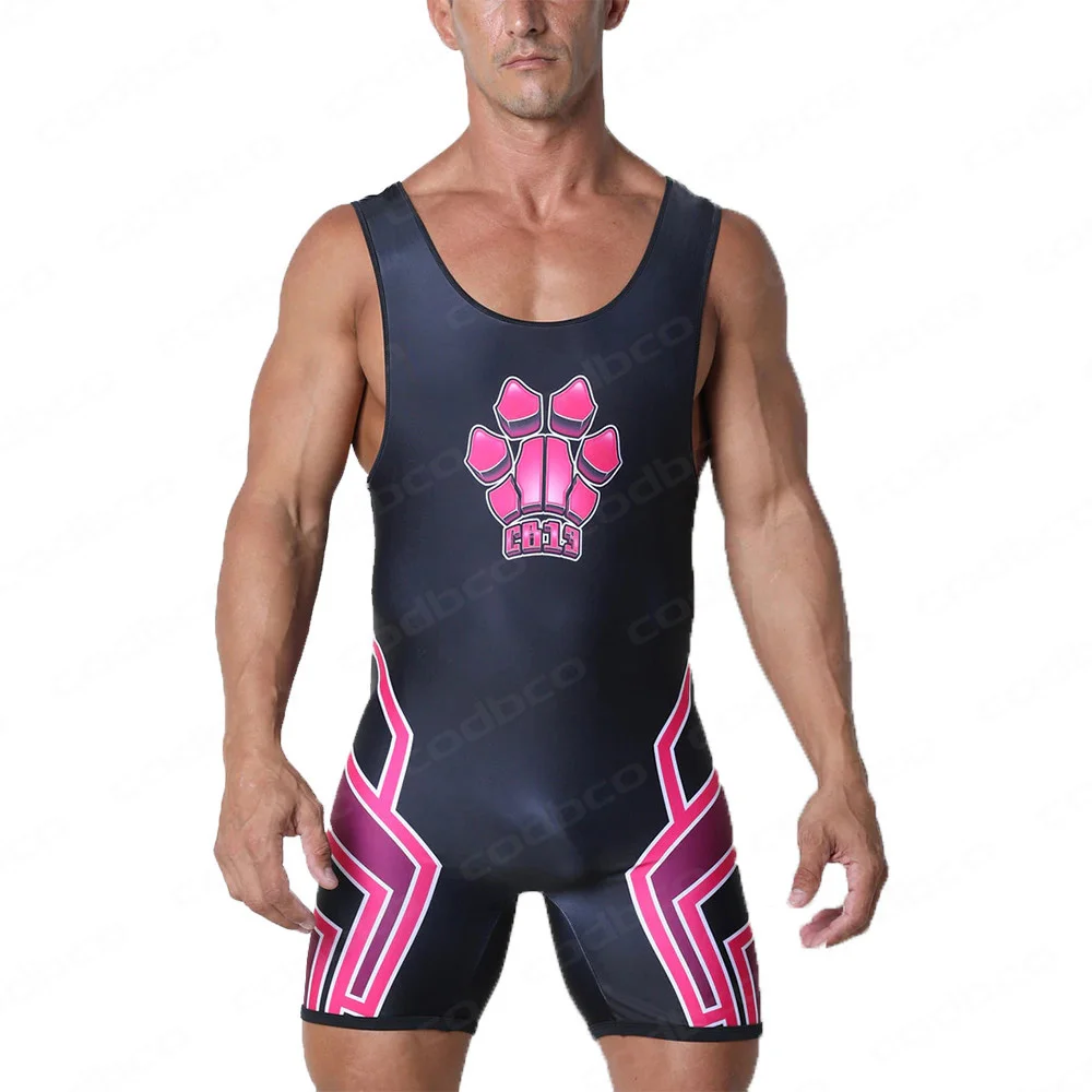 Men-s-Wrestling-Singlets-Suit-One-Piece-Bodysuit-Sleeveless-Iron-GYM ...