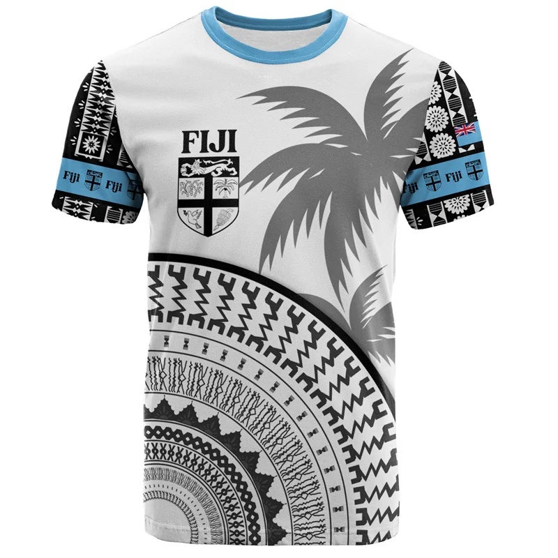 Fashion Fiji 3D Printed T Shirt For Men Summer Round Neck Short Sleeves ...