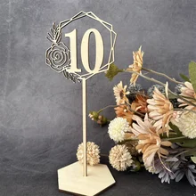 10pcs Wooden Table Number Rustic Wedding Engagement Hexagonal Number ...