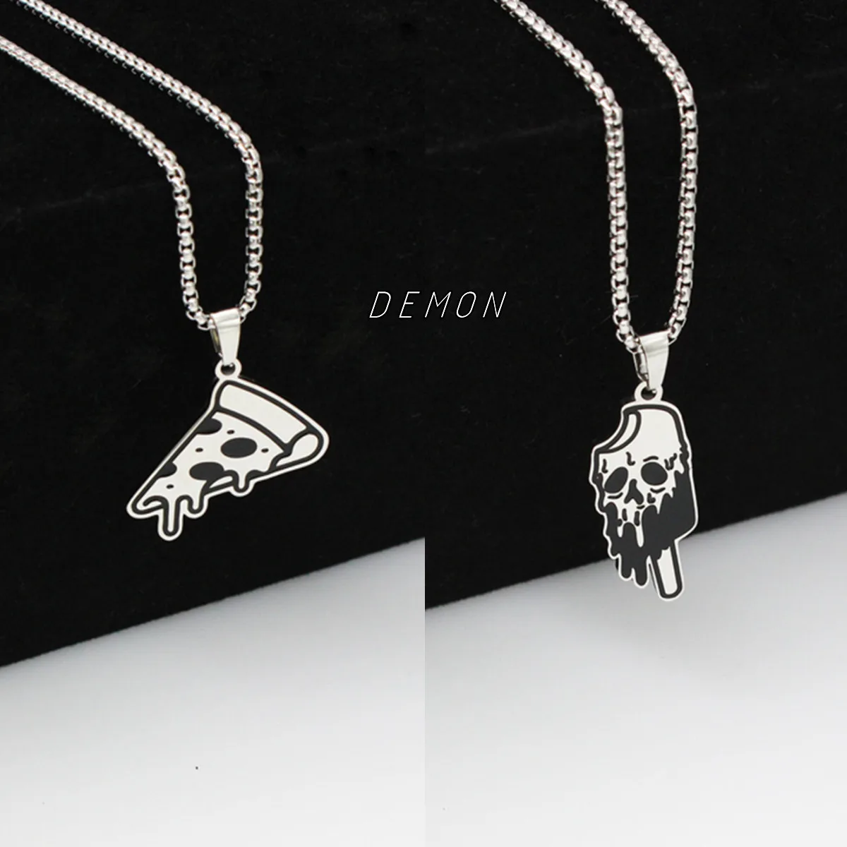 New-Devil-Ice-Cream-Titanium-Steel-Necklace-Hip-Hop-Punk-Cheese-Pizza ...