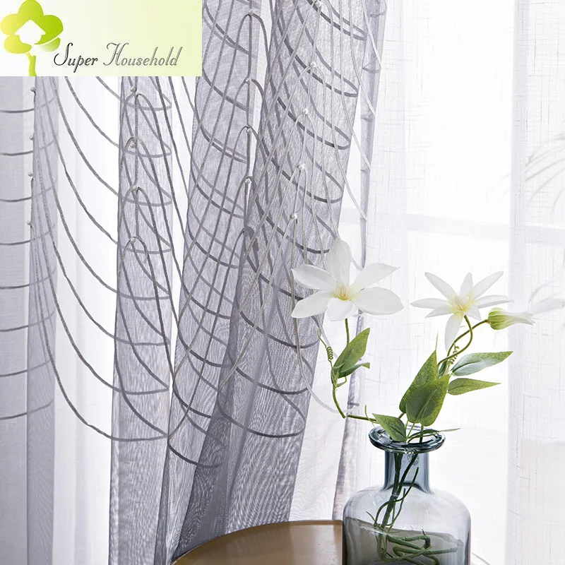 Luxury Gray Beautiful Endless Pearl Embroidery Pearl Tulle Curtains for ...