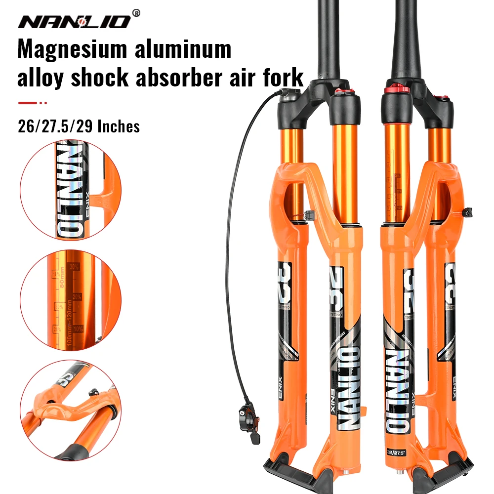 Nanlio MTB Bicycle Fork Magnesium Alloy Air Suspension 26 27.5 29 Inch ...