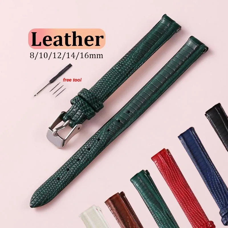 Small-Size-Leather-Strap-8mm-10mm-12mm-14mm-16mm-Lizard-Texture-Watch ...