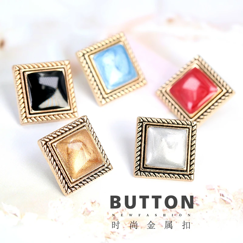 3pcs 25mm Metal Buttons For Clothes Luxury Women Fashion Square Pearl ...