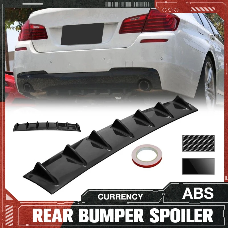 Universal-Car-Rear-Bumper-Lip-ABS-Rear-Shark-Chassis-Fin-Style-Curved ...