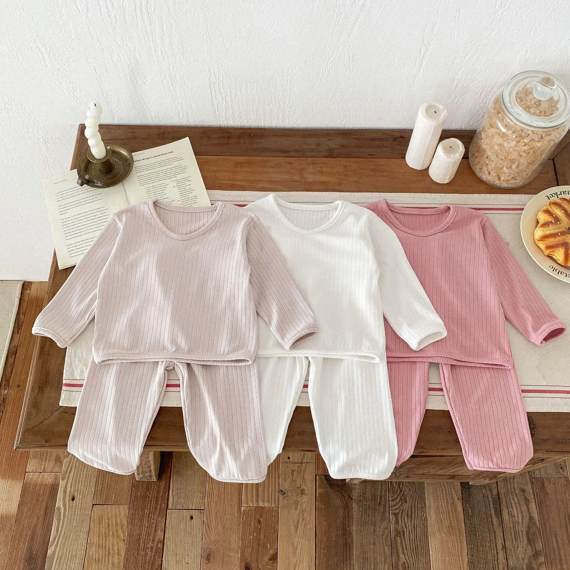 Casual-Homewear-Clothing-For-Newborn-Baby-2pcs-Sets-Solid-Color-Striped ...