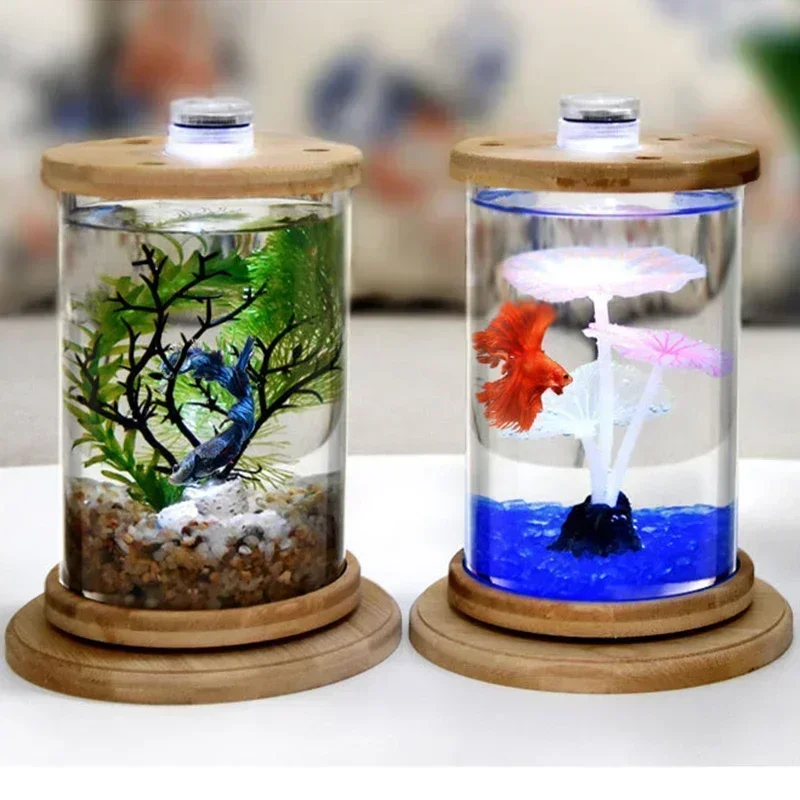 Mini-Aquarium-Creative-Micro-view-Rotating-360-Fish-Tank-Office-Desktop ...