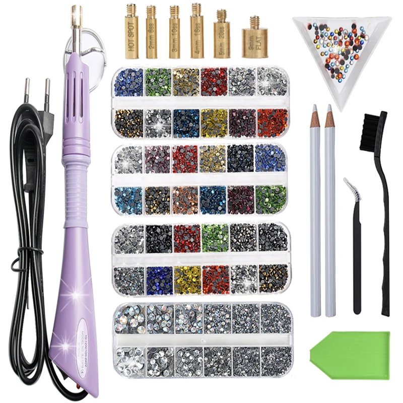 2000Pcs 9600Pcs/box Hot Fix Rhinestones Set/EU or US PLUG Hotfix ...