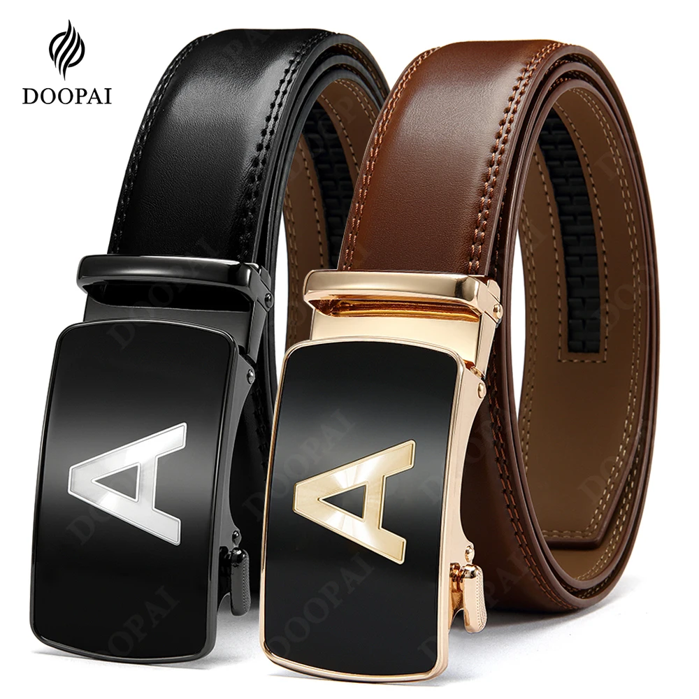 Men's Leather Belt Automatic High Quality Cowhide Belt Women Genuine ...