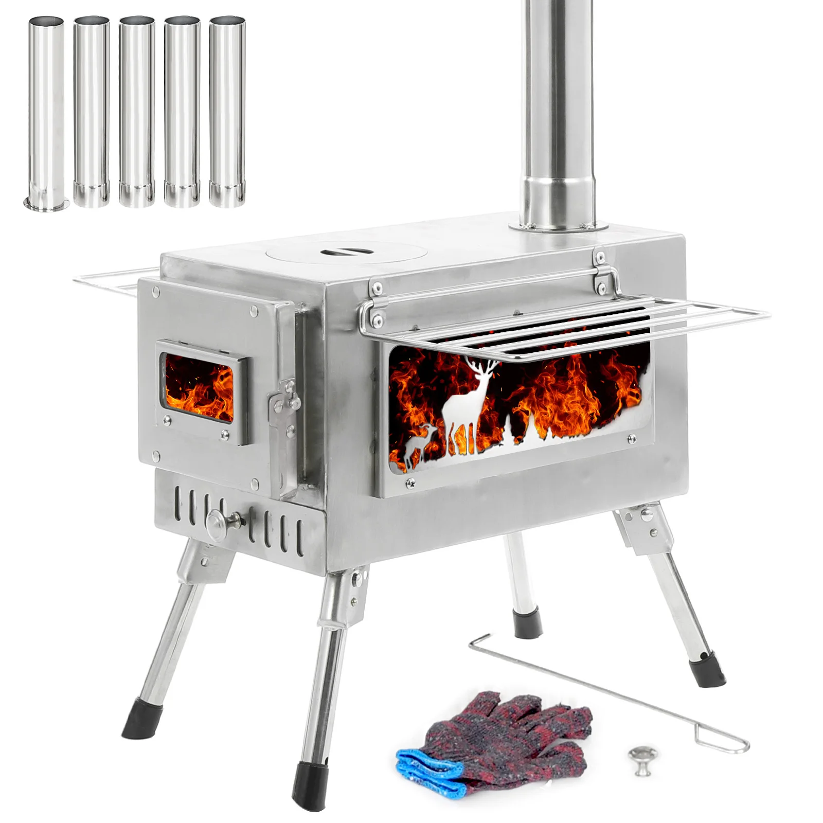 Outdoor-Wood-Burning-Stove-Portable-Stainless-Steel-Tent-Stove-with ...