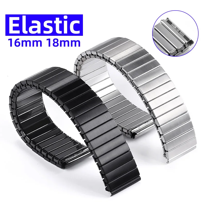 Elastic Bracelet Stainless Steel Stretch Watch Strap Metal Band Matte ...