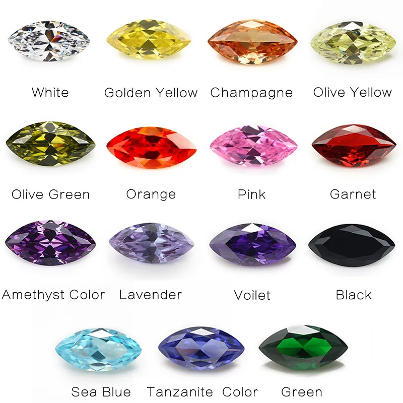 Mix 15 Colors Marquise Cut Cubic Zirconia Stone Loose CZ Synthetic ...