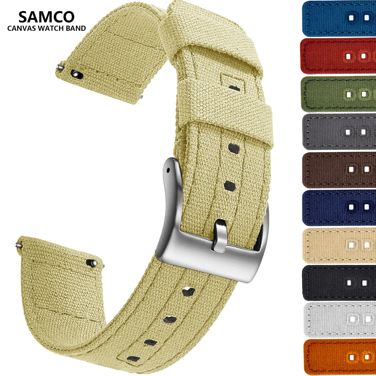 Canvas-Quick-Release-SAMCO-Watch-Band-20mm-22mm-Replacement-Watch ...