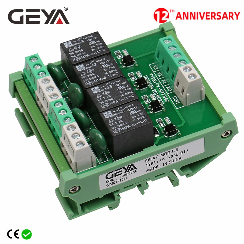 Geya 4 Channel Relay Module 1 Spdt Din Rail Mount 12v 24v Dc/ac ...