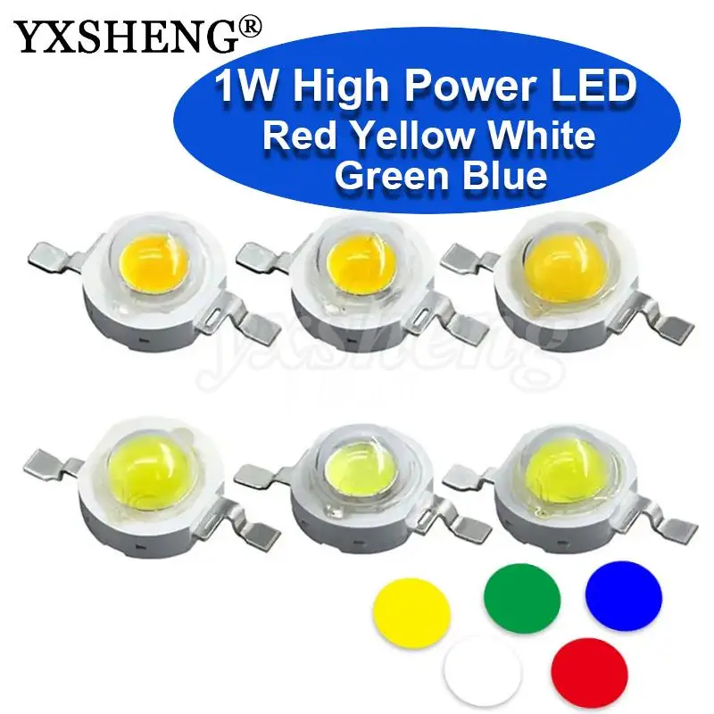 10Pcs-1W-Led-High-Power-Led-White-Red-Yellow-Green-Blue-5-Colors-LED ...