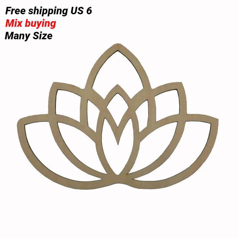 Unfinished-Blank-Lotus-Flower-Wooden-Cutout-Shape-Home-Decor-DIY-Craft ...