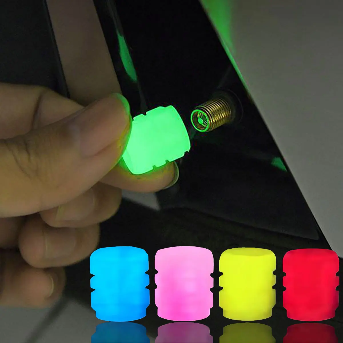 10X Fluorescent Valve Caps for Car Motorcycles Bikes Luminous Night ...