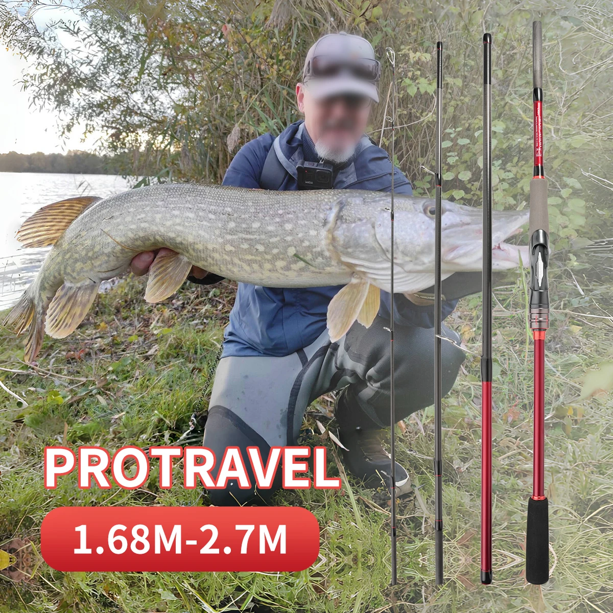 Johncoo 1.68m -2.7m Travel Fishing rod long casting fishing rod UL ML ...