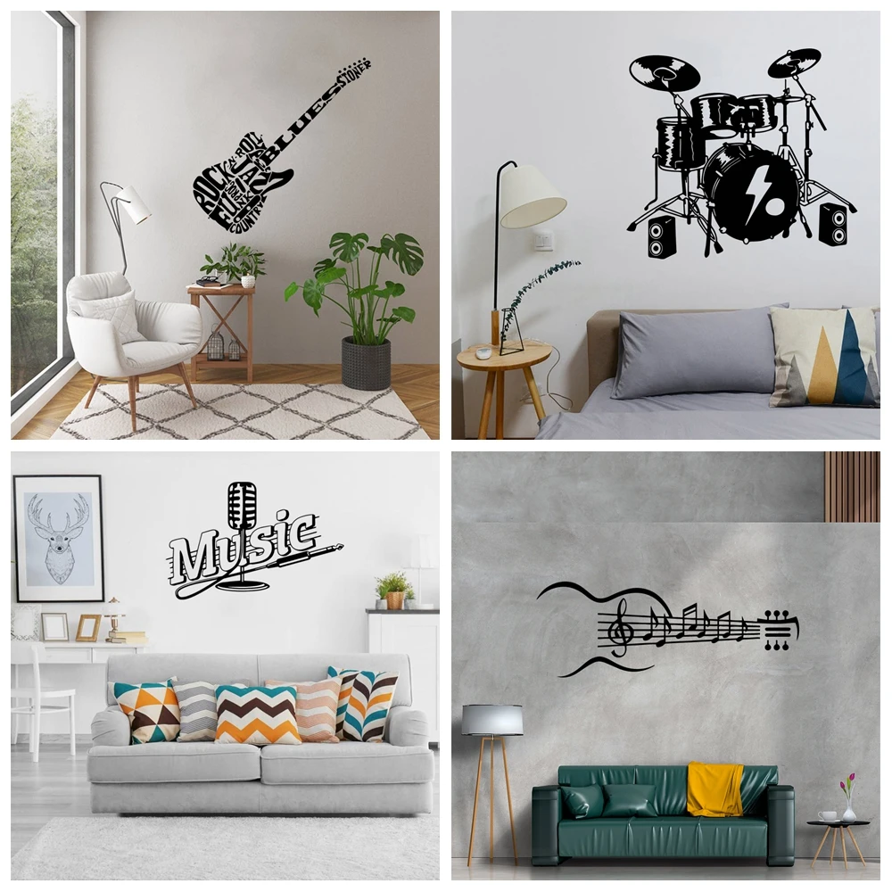 Musical-instrument-Wall-Stickers-Modern-Fashion-Wall-Sticker-For-Kids ...
