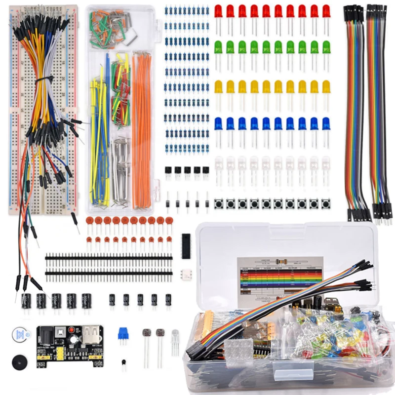 Kit electrónico de inicio de proyecto DIY con placa de pruebas de 830/400 puntos de amarre para ...