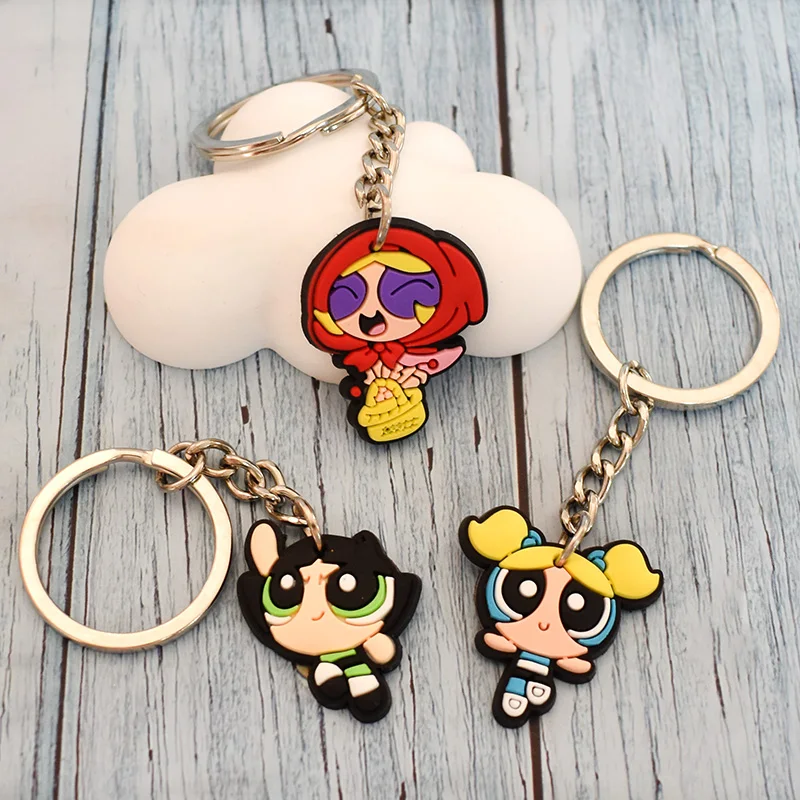 1-Piece-Cartoon-Rubber-Keychain-Character-Cute-Girl-Keyring-Figure-Key ...