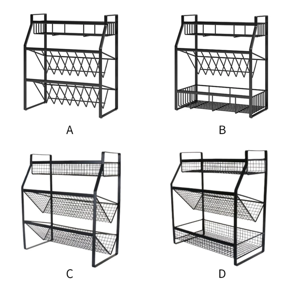 Kitchen-Storage-Shelf-Condiment-Bottle-Organizer-Metal-Rack-Countertop ...